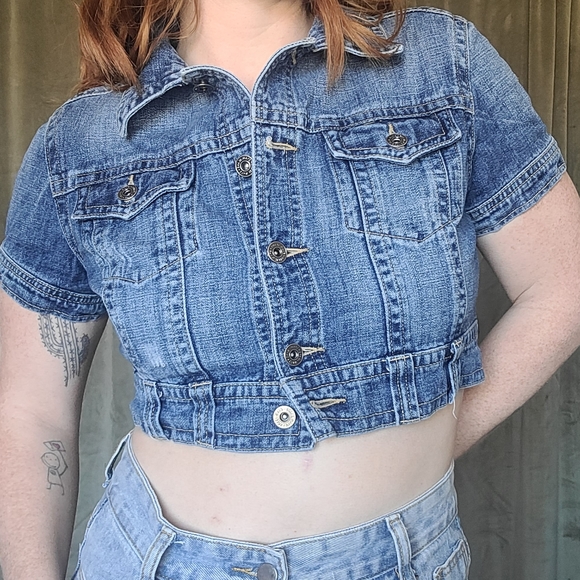 Tops | Retro Cropped Denim Top | Poshmark